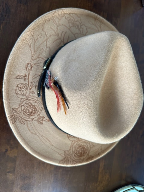 Fedora Hat Engraved with flowers – GLOWORKZ LASER PRODUCTS